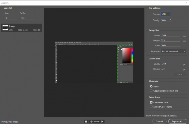 How to Export image in Photoshop JPG or PNG- The Knowledge Fountain